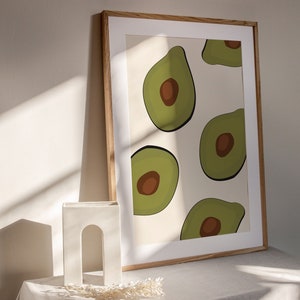 Avocado Print Avocado Kitchen Print Green Wall Art Fruit | Etsy