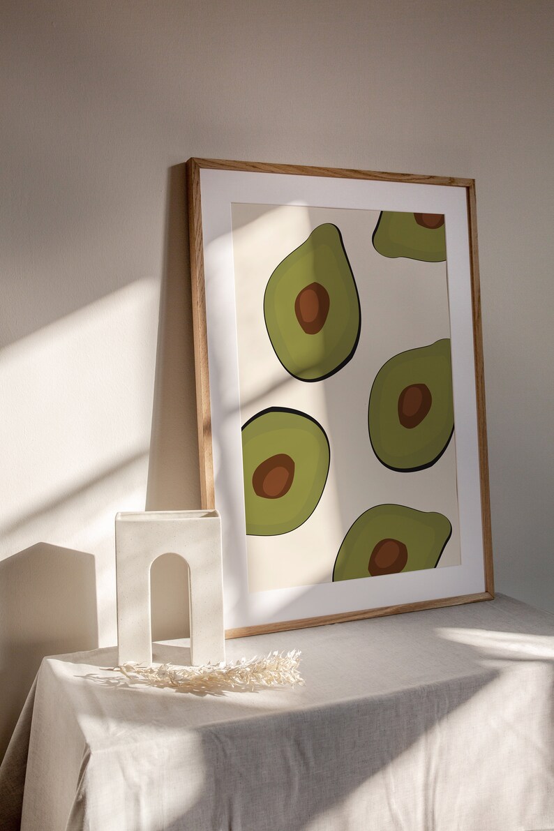 Avocado Print Avocado Kitchen Print Green Wall Art Fruit | Etsy
