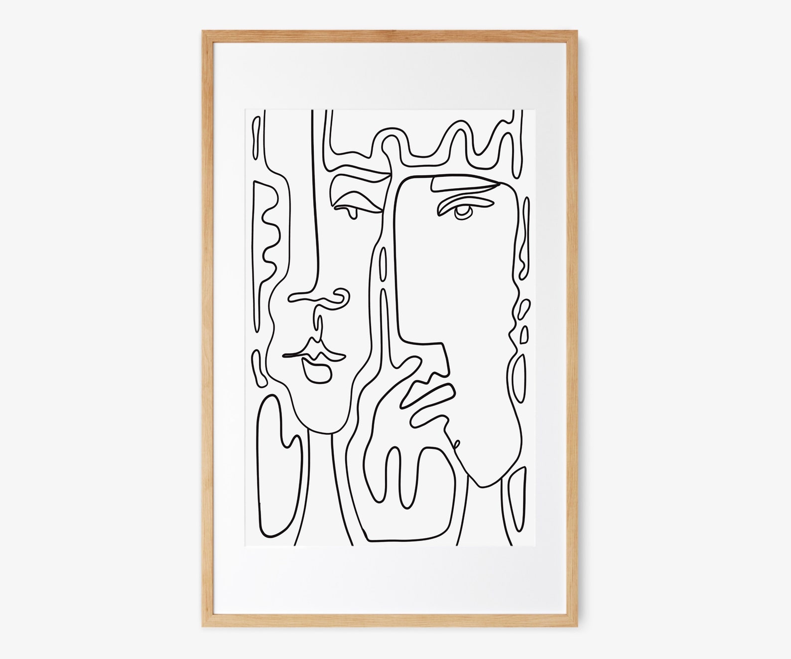 Face Fine Line Print Black And White Prints Boho Art | Etsy