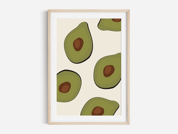 Avocado Print Avocado kitchen Print Green Wall Art Fruit | Etsy