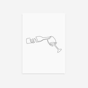 Bar Cart Print Set | Printable Wall Art | Line Drawing | Minimal Decor ...