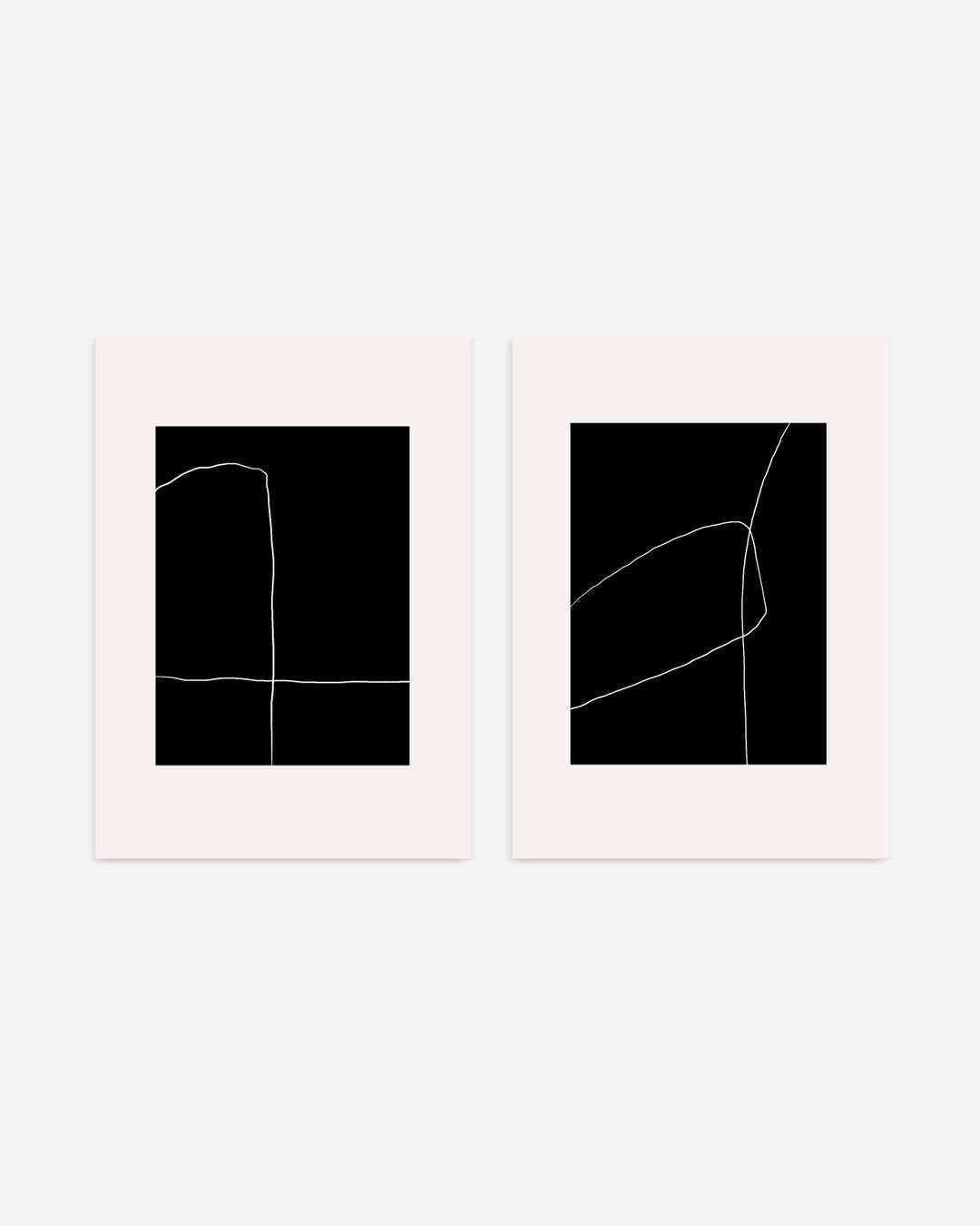 Minimalist Black and White Line Art Print Set | Modern Abstract Wall ...