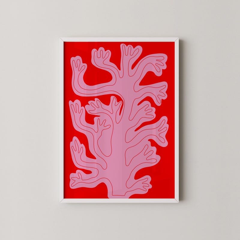 Red Coral Print - Etsy