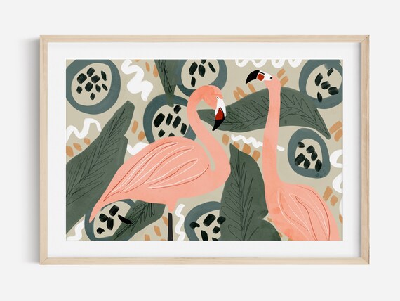 Flamingo Wall Art Flamingo Print Printable Wall Art | Etsy