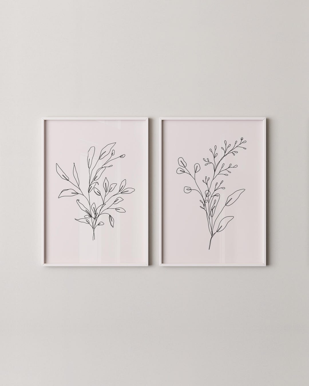 Minimalist Botanical Line Art Duo | Elegant Plant Drawings for Modern ...
