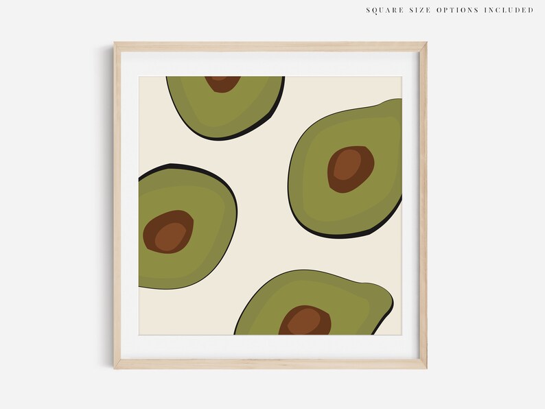 Avocado Print Avocado kitchen Print Green Wall Art Fruit | Etsy