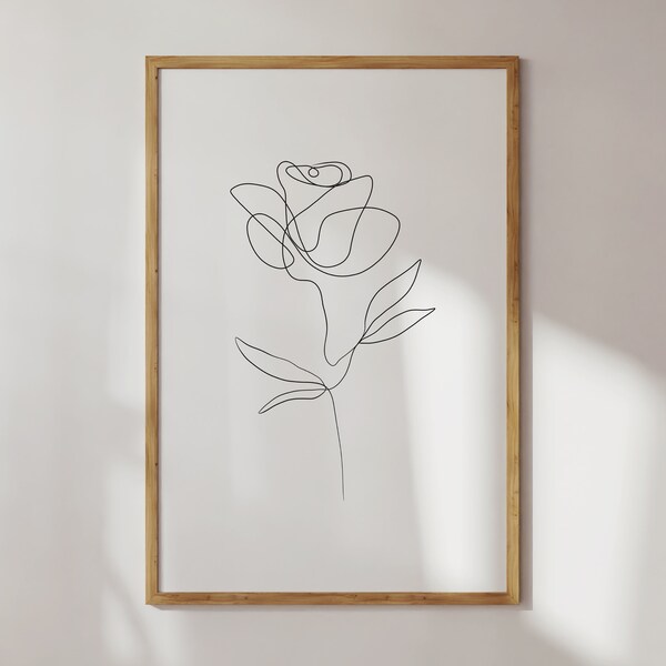 Flower Line Drawing Wall Art - Etsy