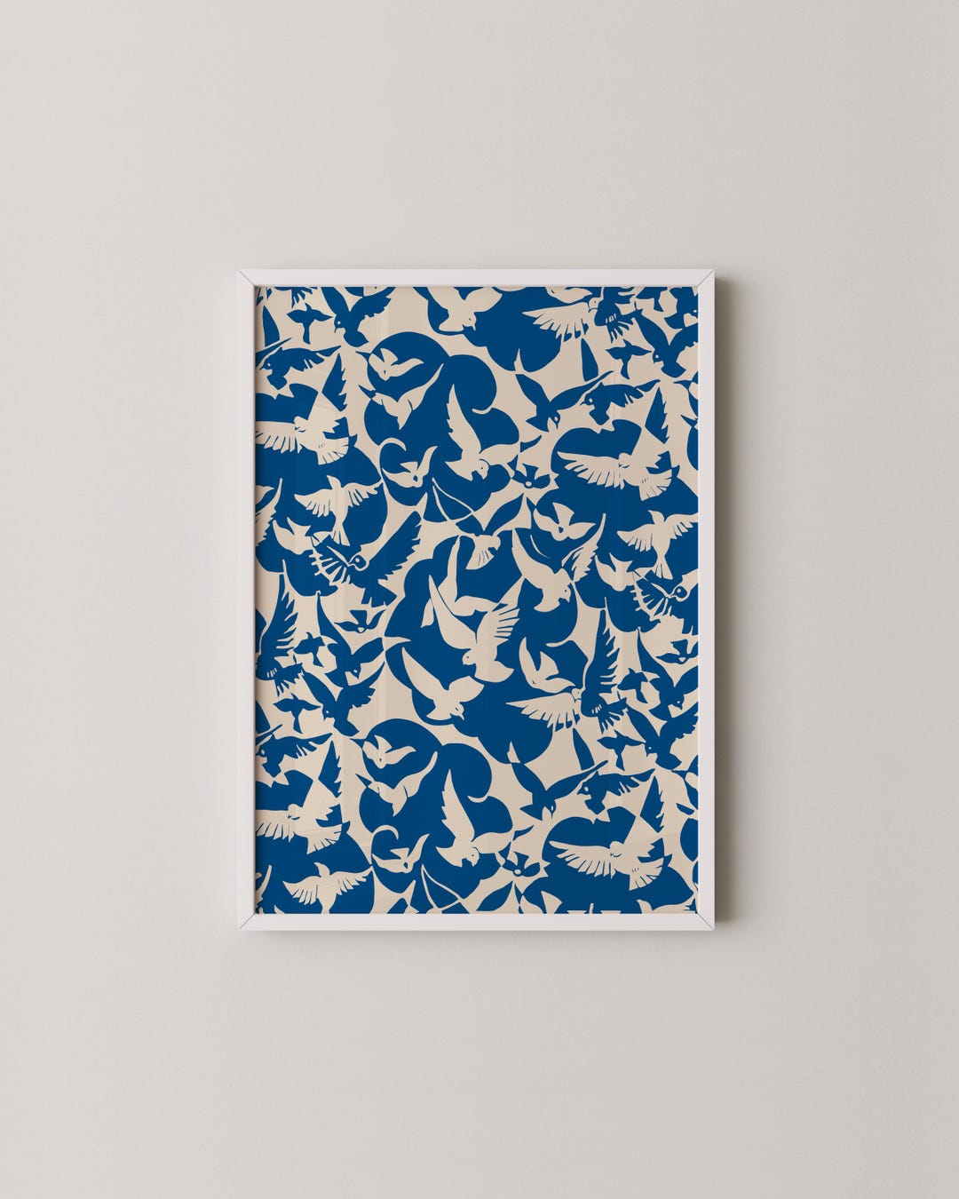 Blue Bird Pattern Printable Wall Art | Elegant Nature Inspired Digital ...