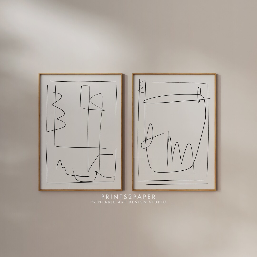 Minimal Art Set of 2, Large Wall Art, Living Room Decor, PRINTABLE Wall ...