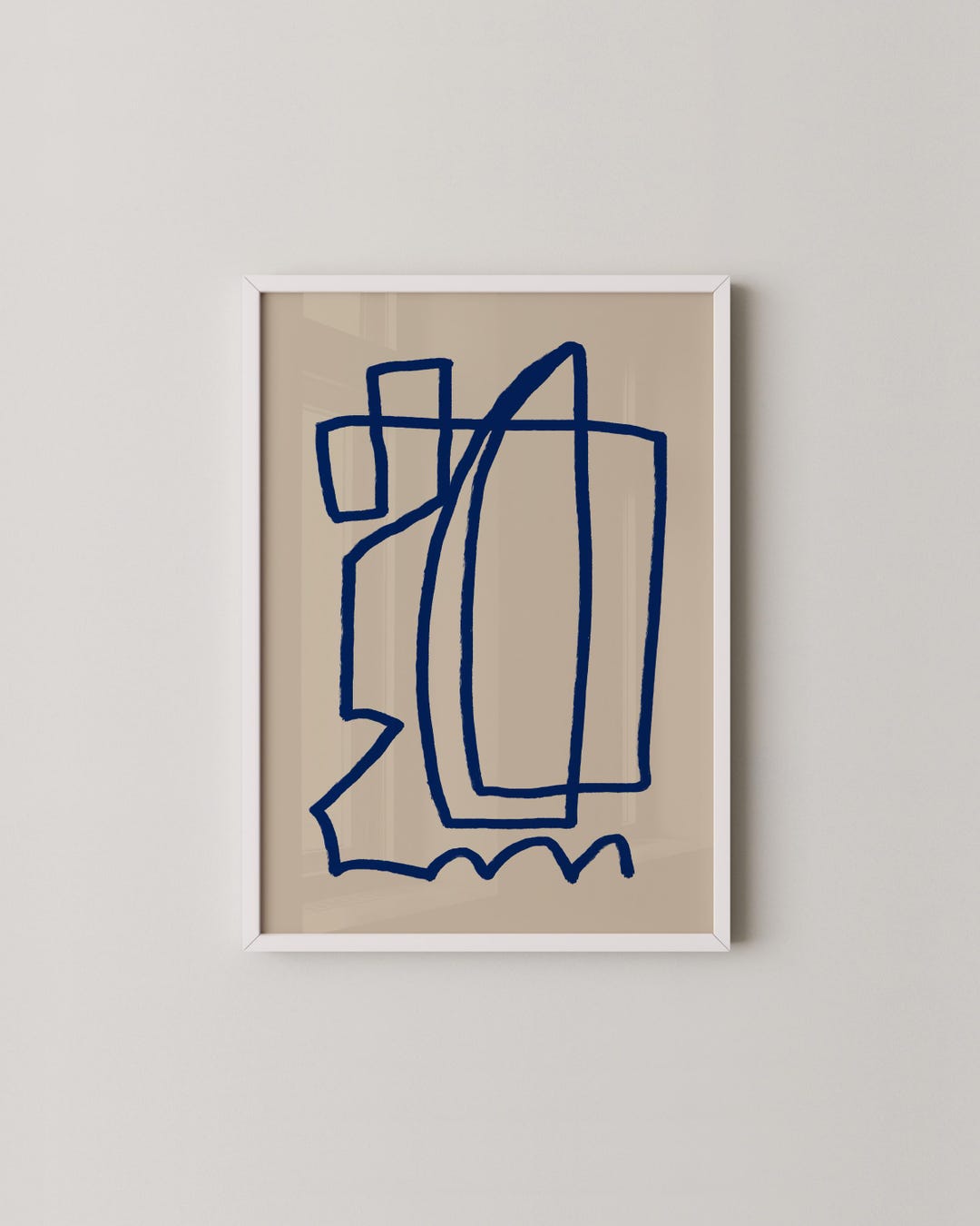 Modern Art Line Art Drawing Navy Wall Art Minimalist Abstract Print ...