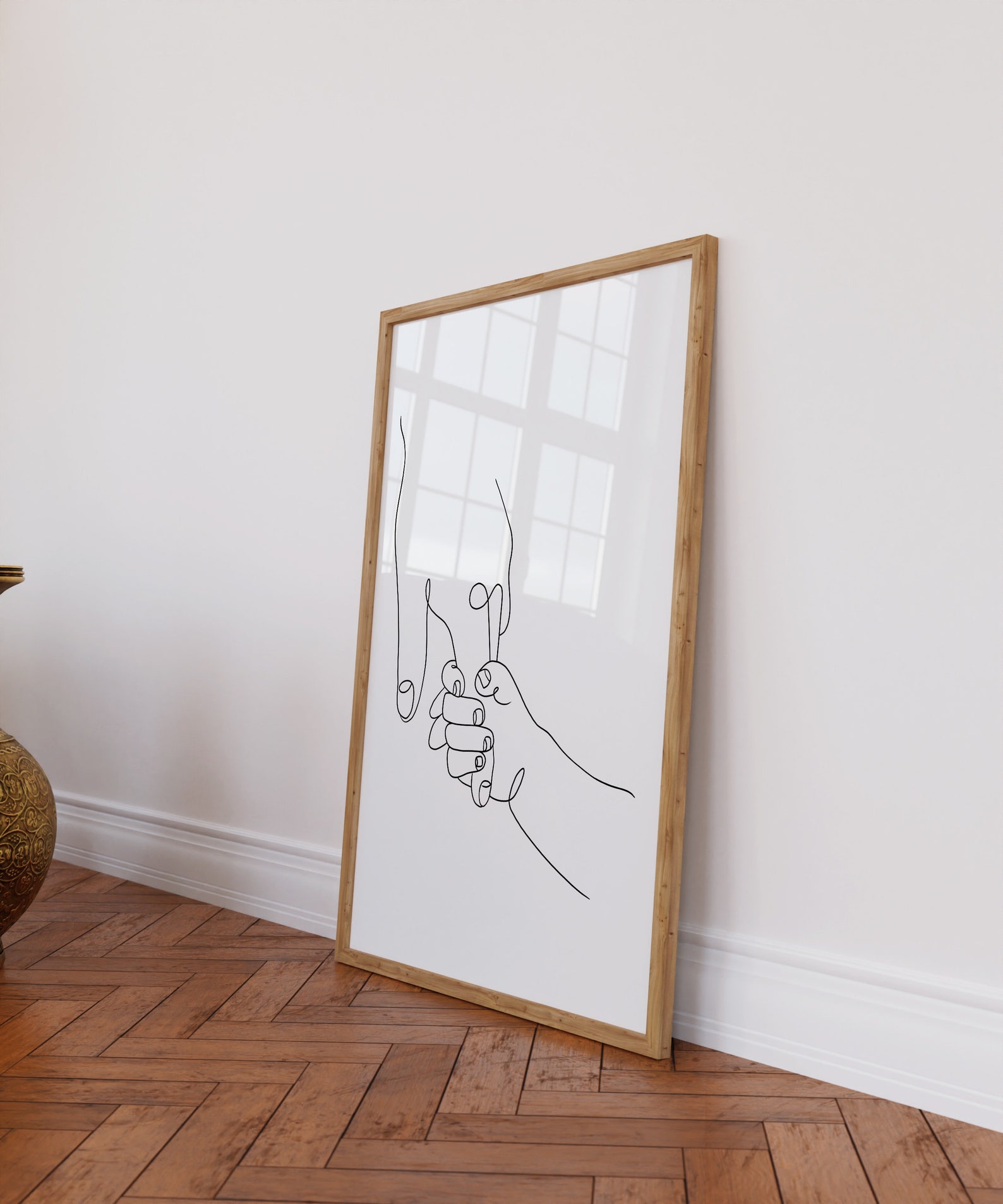 Black and White Fine Line Holding Hands Print Nursery Art - Etsy