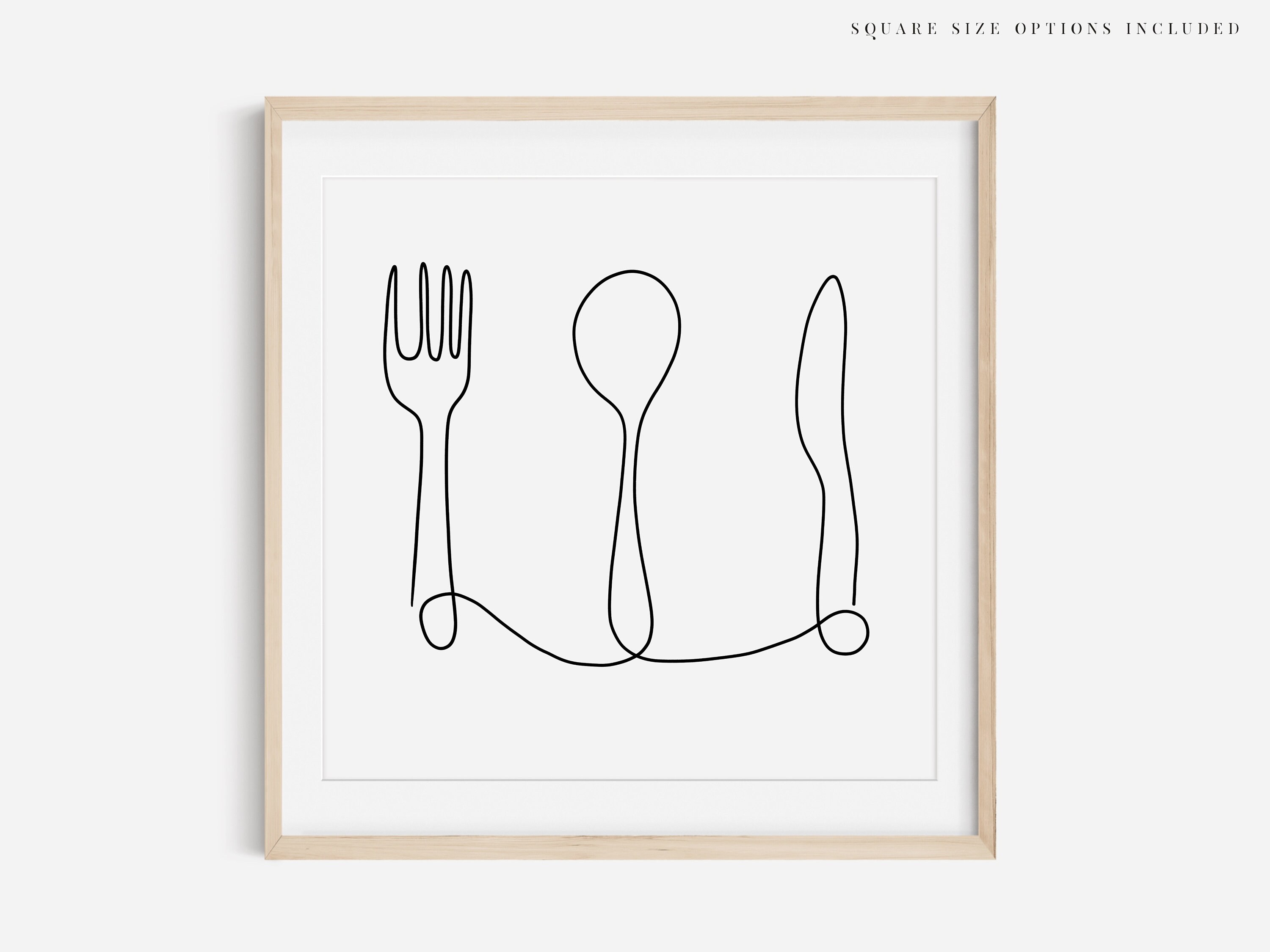 Cutlery Print Fine Line Kitchen Prints Kitchen Art Line | Etsy
