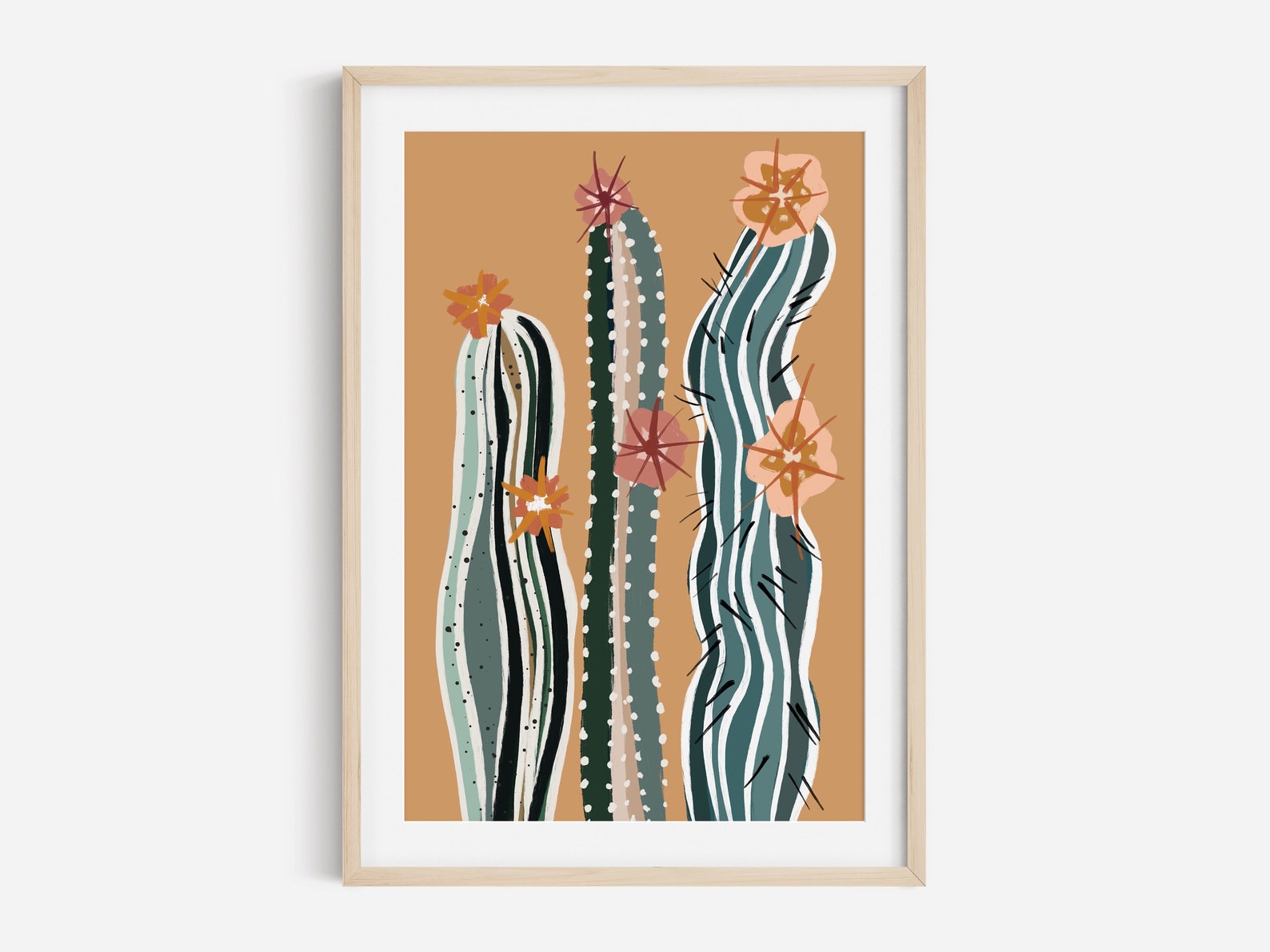 Abstract Cactus Print Cactus Wall Art Digital Print Wall | Etsy