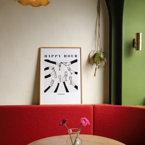 Happy Hour Wall Art | Cheers Printable Poster | Fun Line Art for Bar or ...
