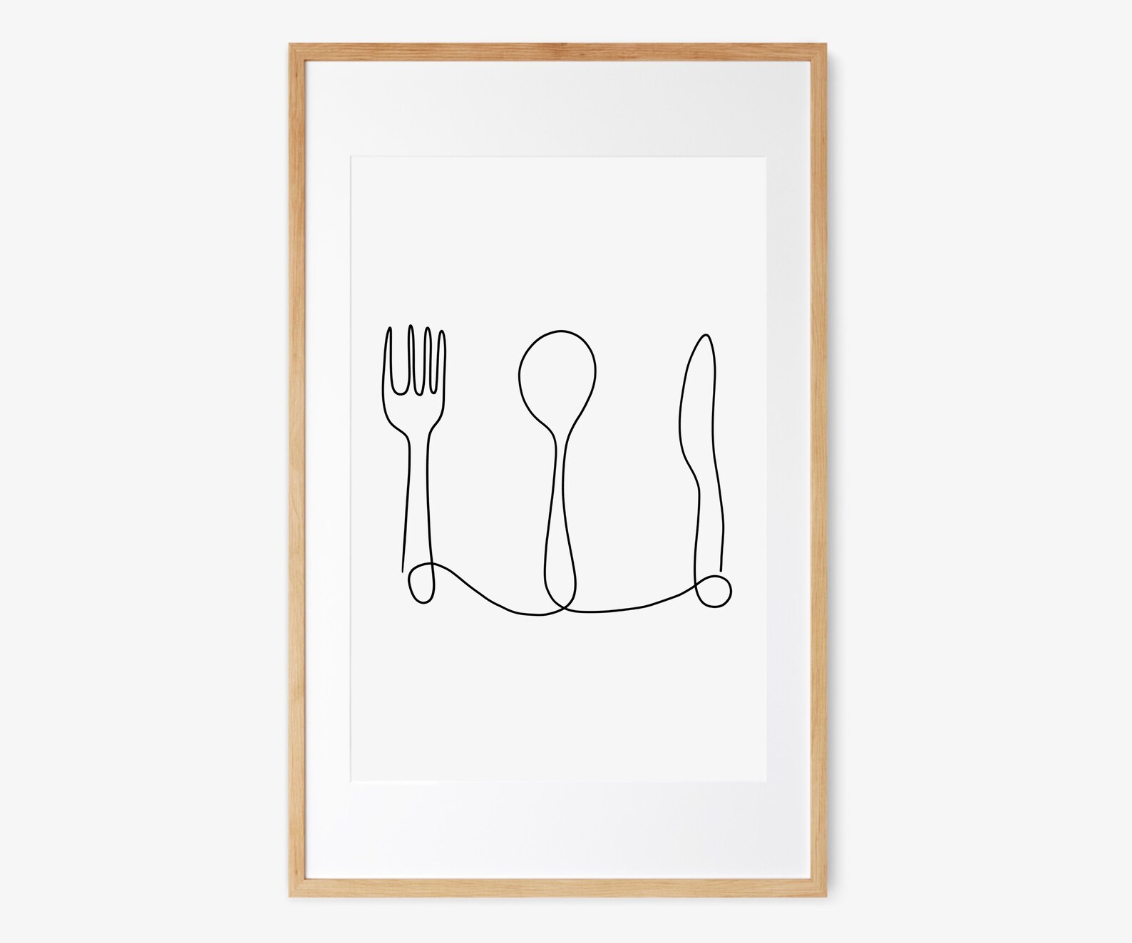 Cutlery Print Fine Line Kitchen Prints Kitchen Art Line | Etsy