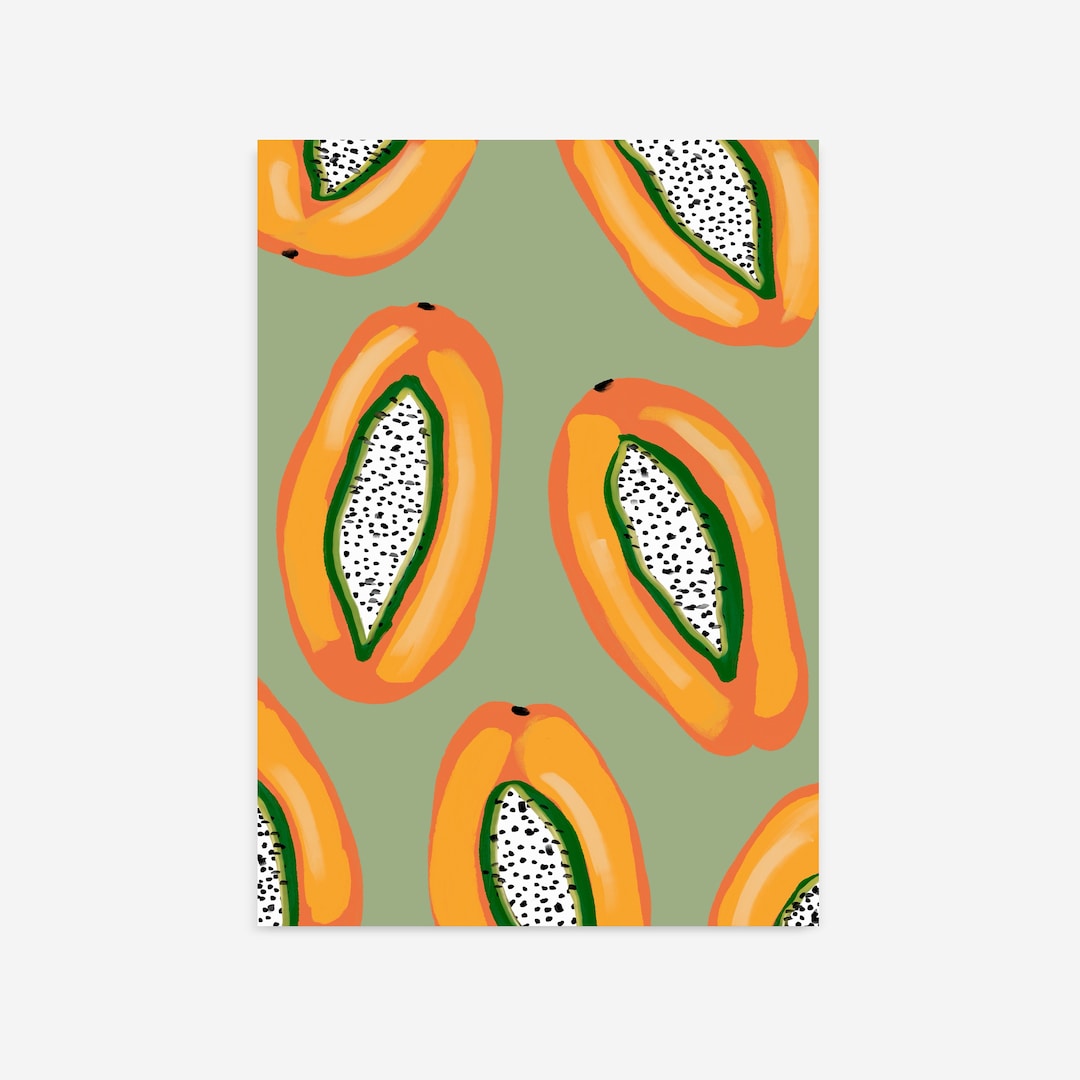 Papaya Print, Papaya Kitchen Print, Fruitwall Art, Fruit Poster ...