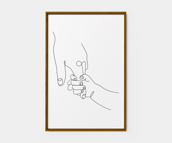 Black and White Fine Line Holding Hands Print Nursery Art - Etsy