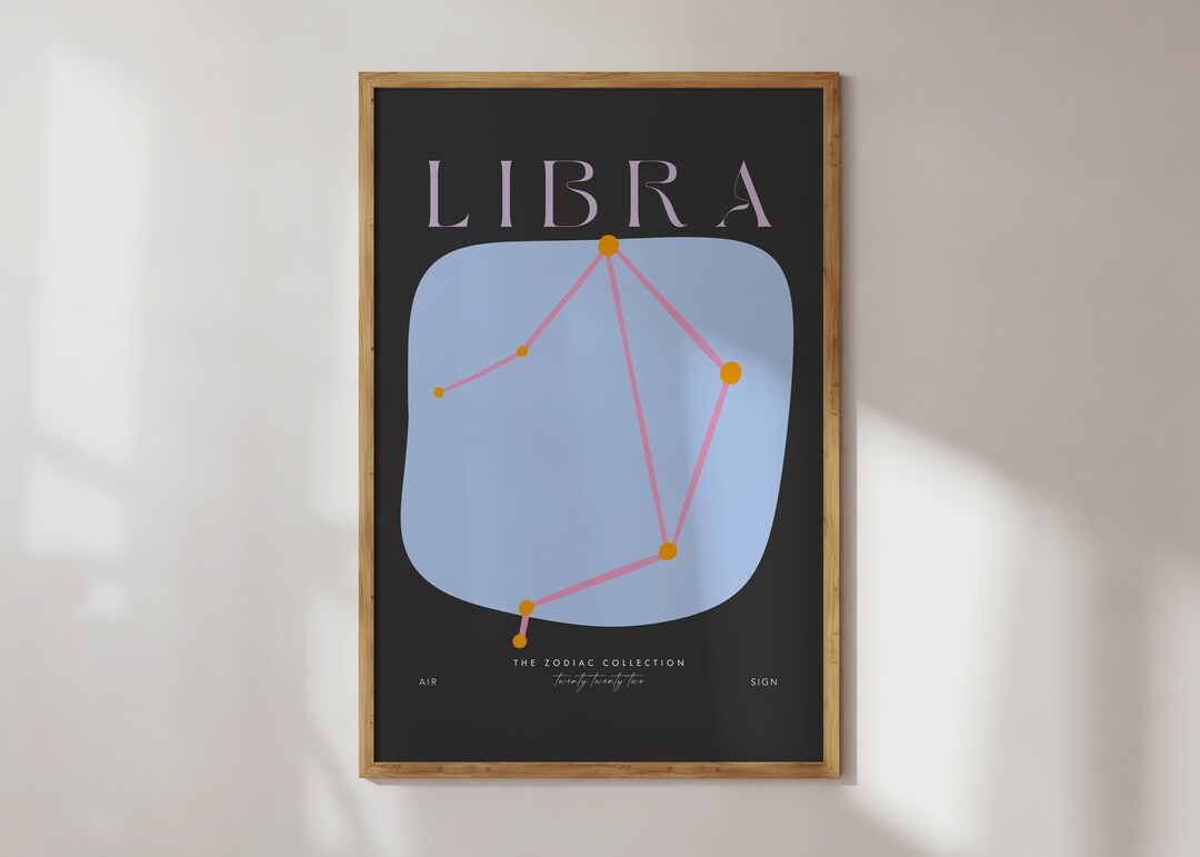 Libra Star Sign Print, Zodiac Print, Printable Wall Art, Birthday ...