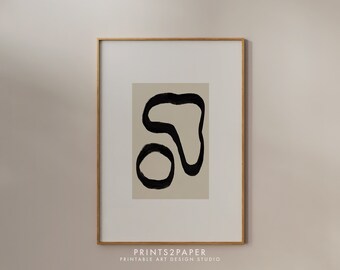 Black Abstract Flower Art Print, Black and White Abstract Art, Printable Art, Gallery Wall Art ...