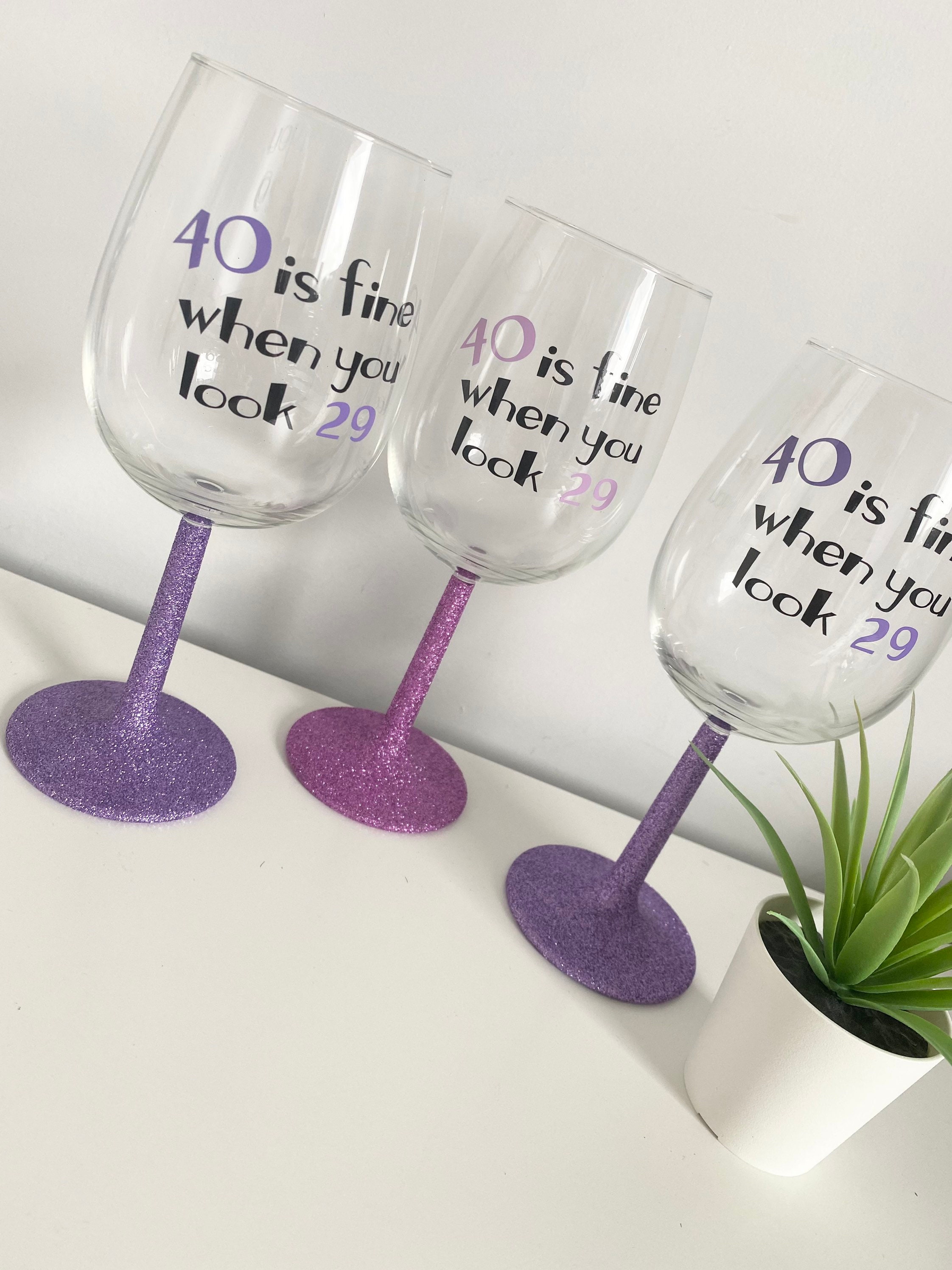 40th Birthday Glitter Wine Glass Birthday-gift-present 40 is - Etsy UK
