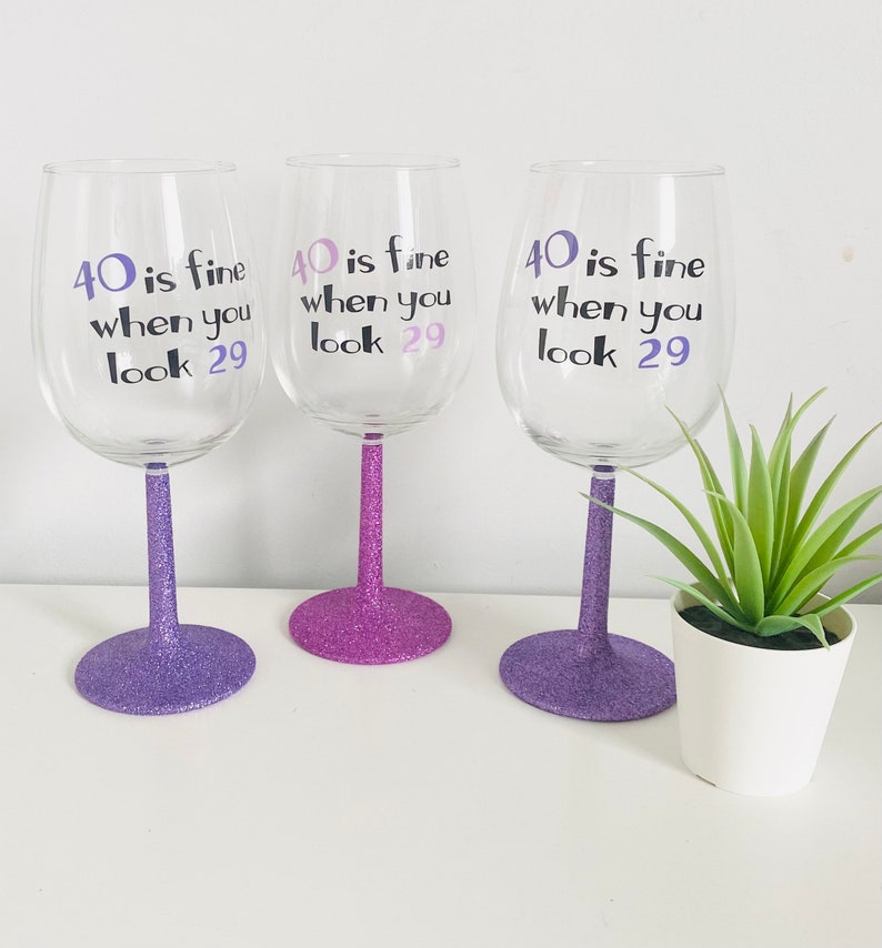 40th Birthday Glitter Wine Glass Birthday-gift-present 40 is - Etsy UK