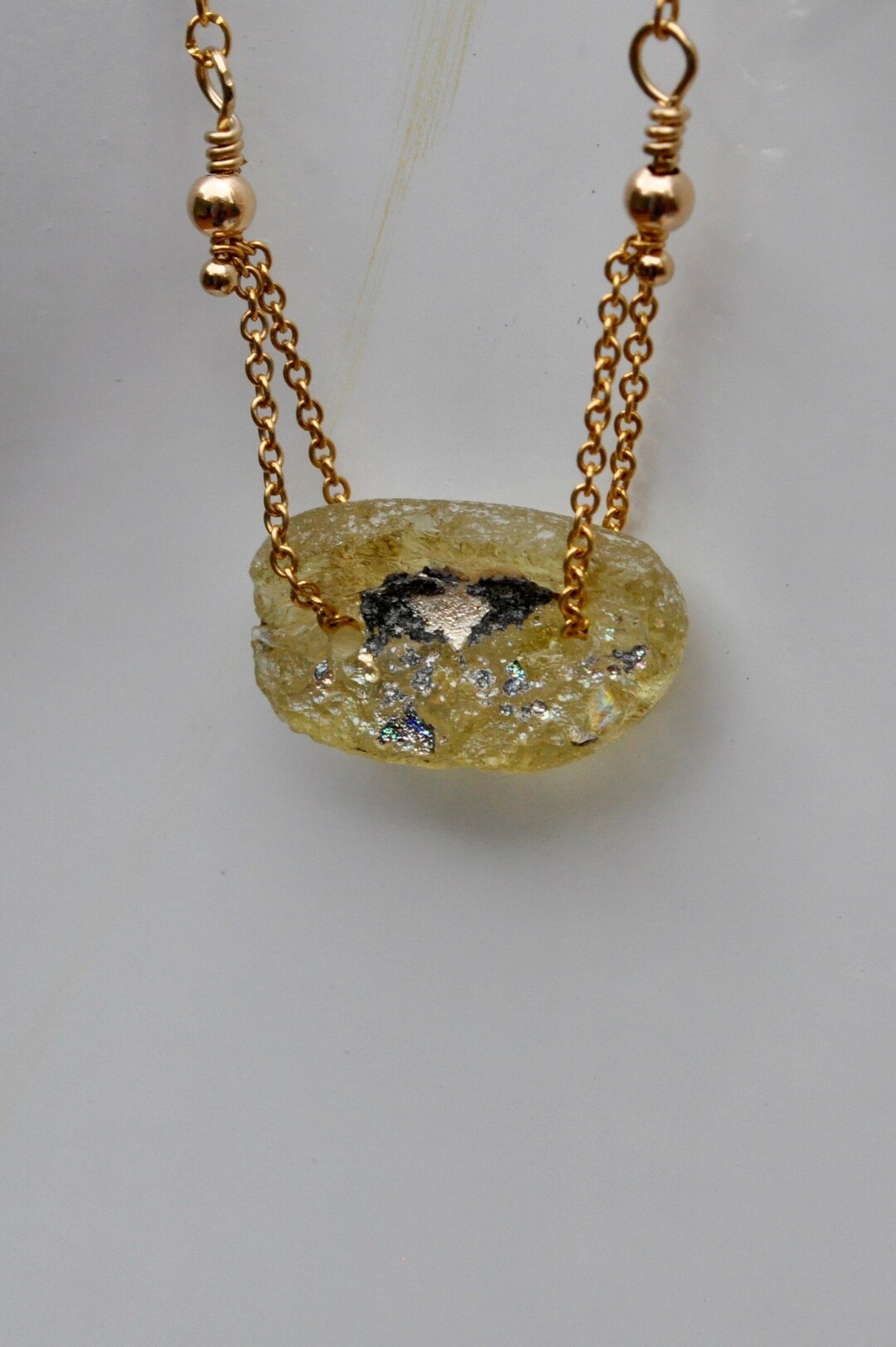 Gold Chain Pendant, Eye of Horus Pendant, Glass Necklace, Green Pendant ...