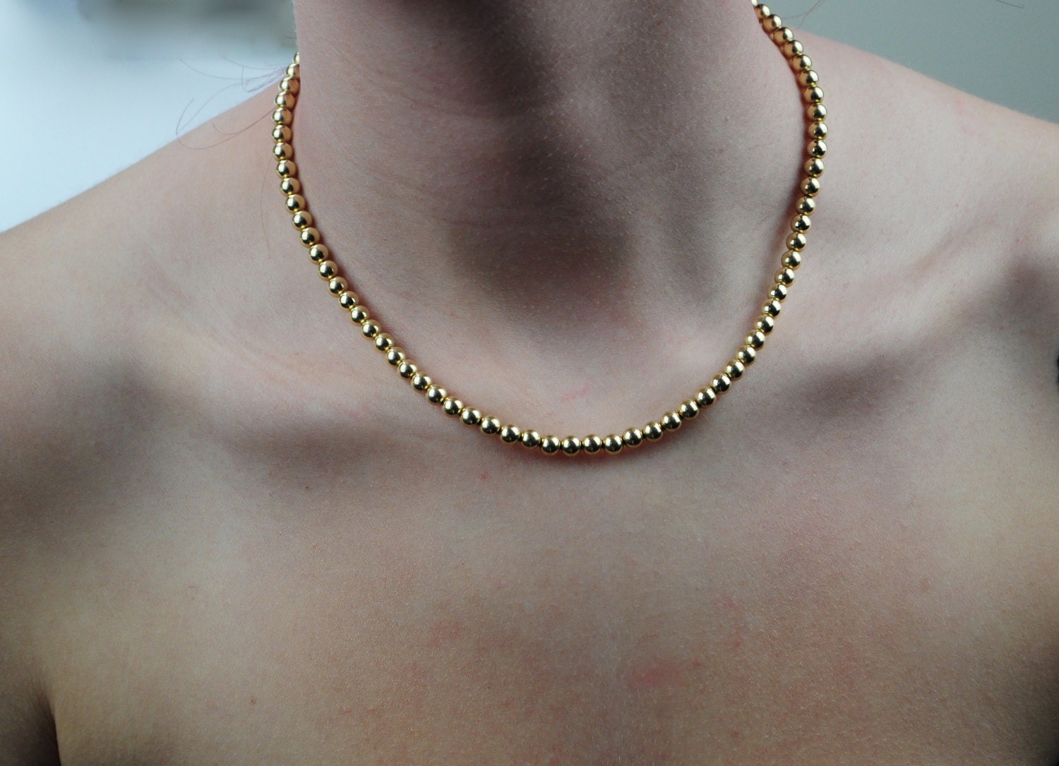 Gold Necklace, Gold Filled Necklace, 14k Gold Filled Bead Necklace ...