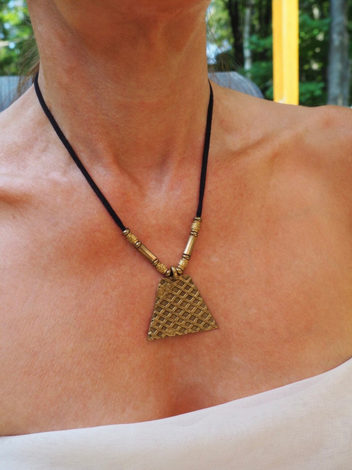 Brass Pendant Necklace African Brass Pendant Pendant - Etsy