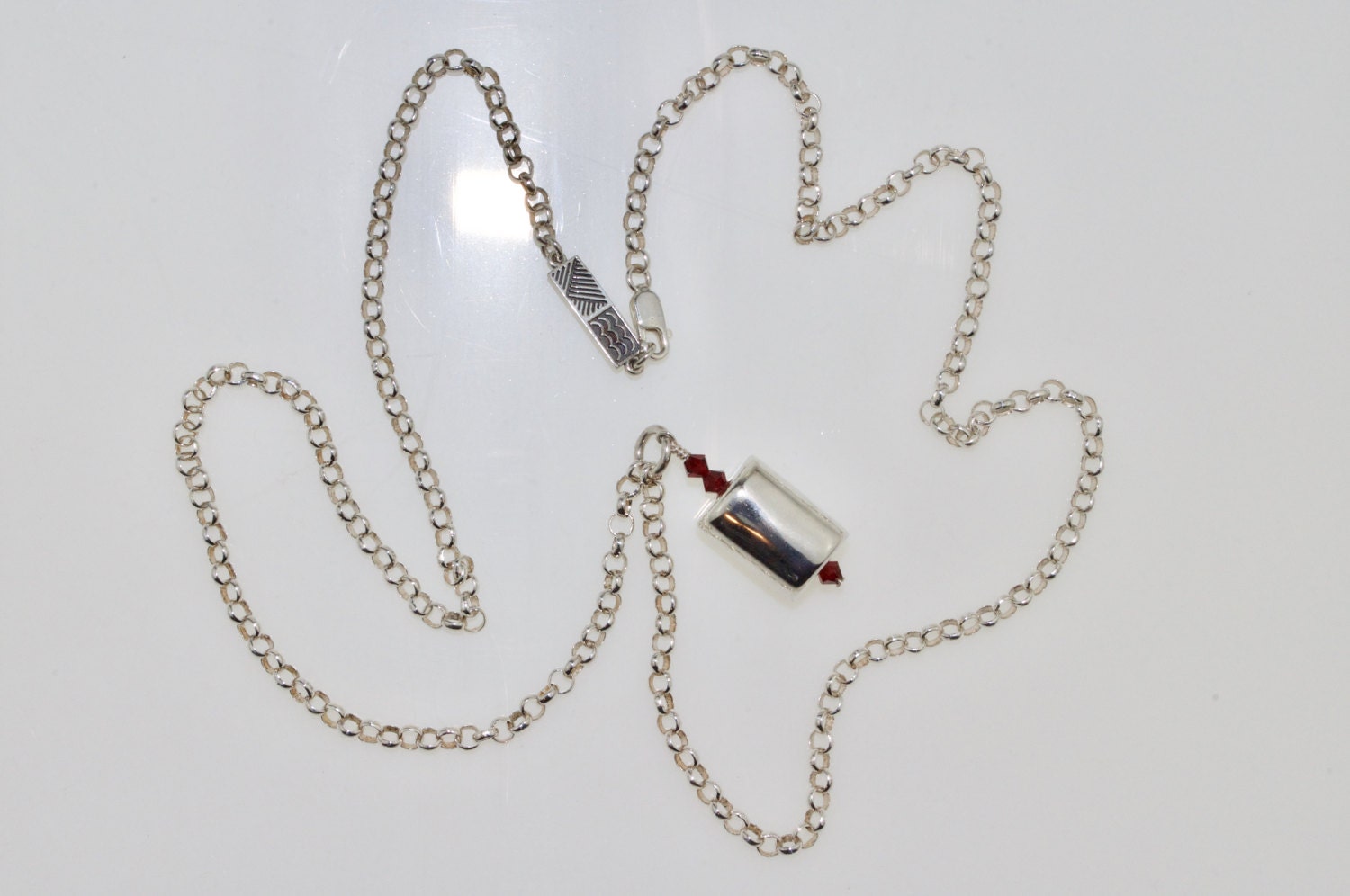 Sterling Silver Chain Necklace Red Pendant on Silver Chain - Etsy