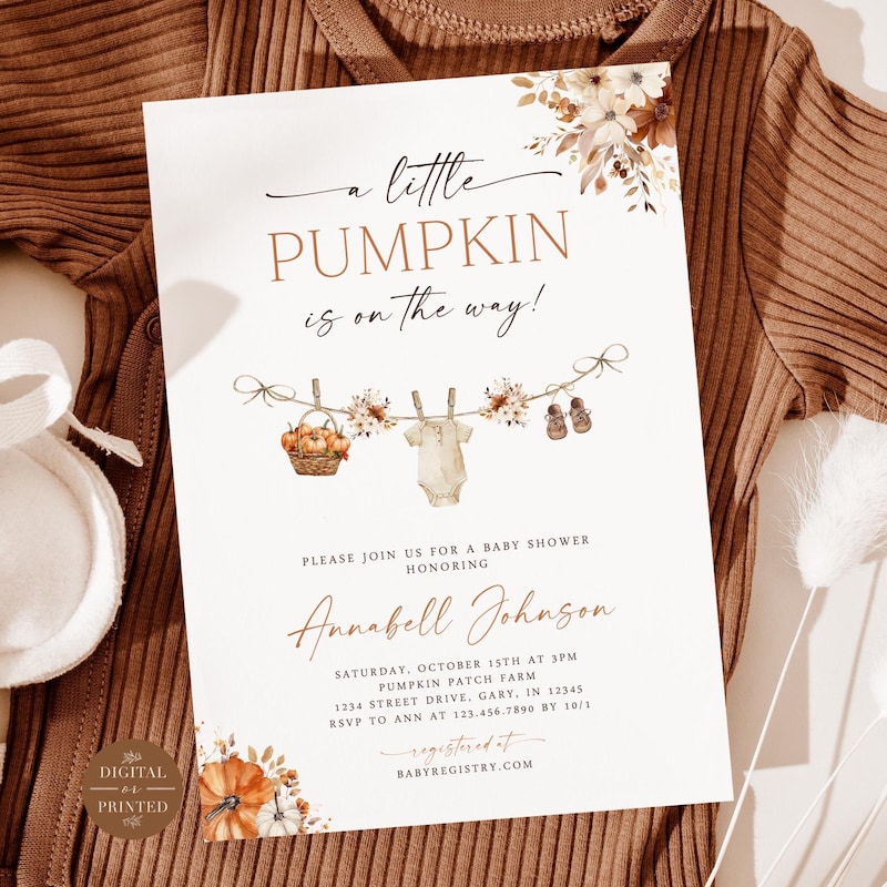 Pumpkin Baby Shower Invites - Etsy
