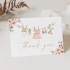 EDITABLE Thank You Card Pink Teddy Bear Baby Shower, We Can Bearly Wait ...