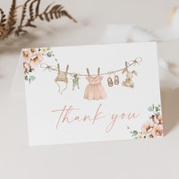 EDITABLE Thank You Card Pink Teddy Bear Baby Shower, We Can Bearly Wait ...