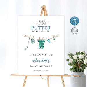 Golf Baby Shower Welcome Sign, Little Putter is on the Way, Instant ...