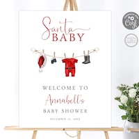Editable and Printable Santa Baby Christmas Welcome Sign Template, Pink ...