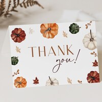 Fall Thank You Card Template, Editable Printable Pumpkin Thank You Card ...