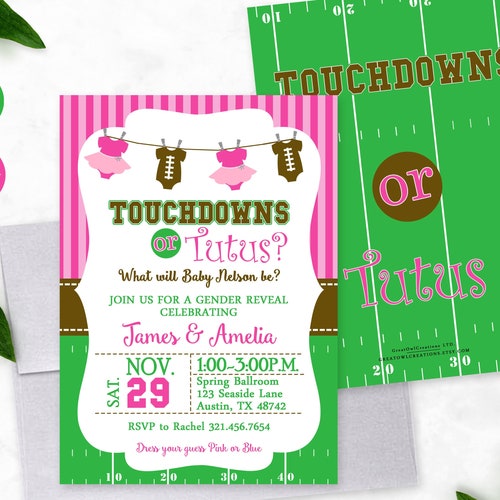 Editable Touchdown or Tutus Gender Reveal Invitation Ticket - Etsy Editable Touchdown or Tutus Gender Reveal Invitation Ticket - Etsy