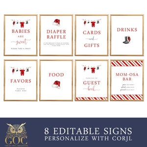 Santa Baby Shower Sign Package, 8x10 Editable Instant Download, BA ...
