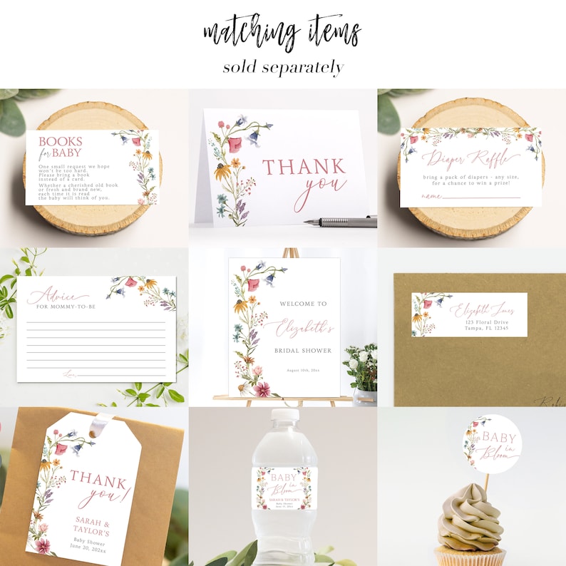 Baby in Bloom Invitation, Wildflower Baby Shower Invitation, Printed or ...