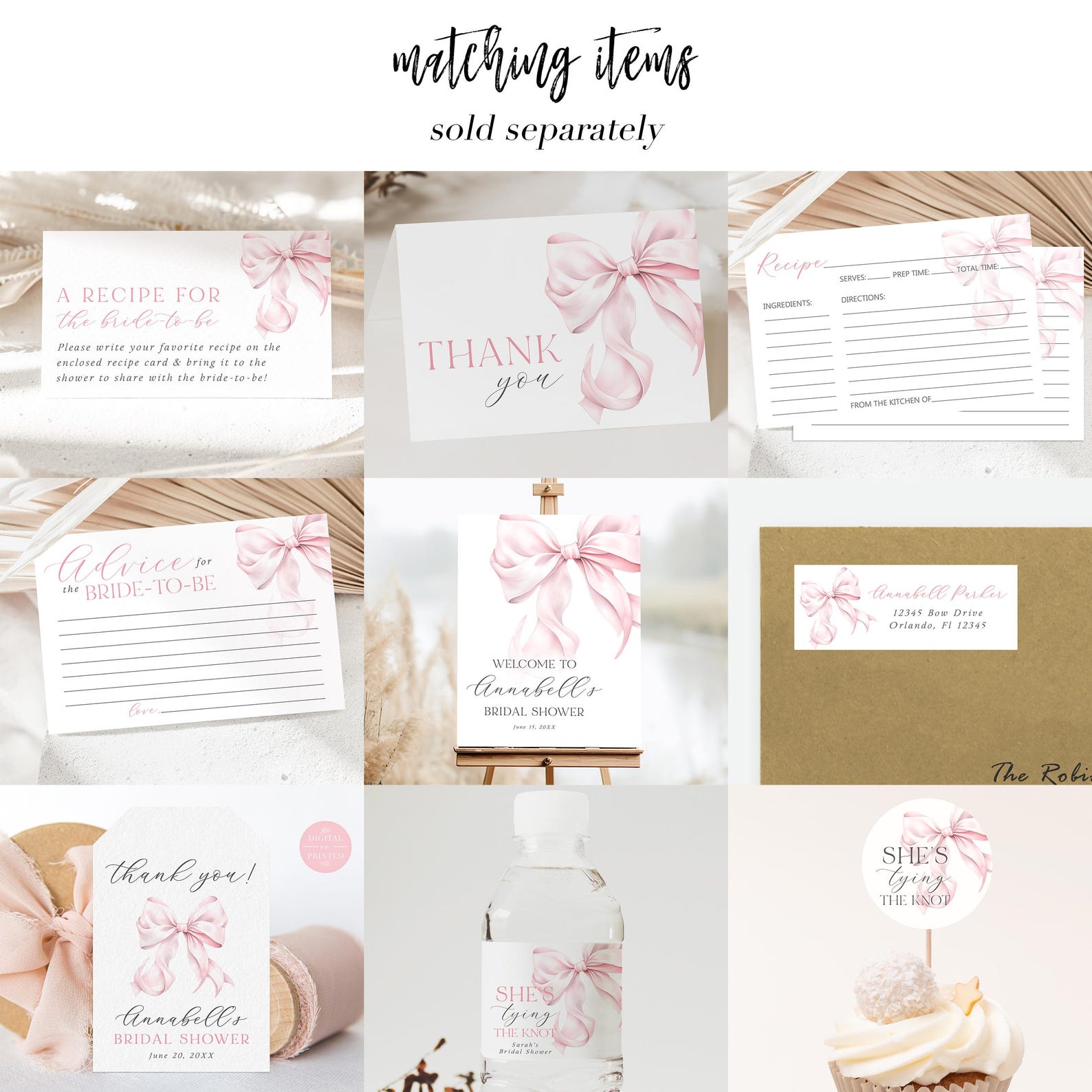Pink Bow Return Address Label, Coquette Pink Bow Ribbon Instant ...