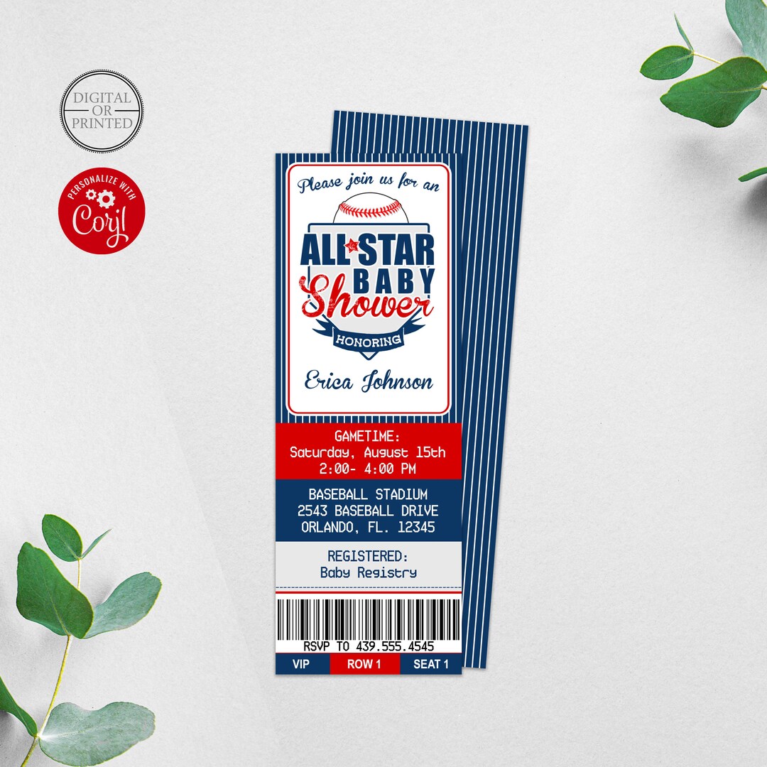 All Star Baseball Ticket Baby Shower Invitations - Etsy