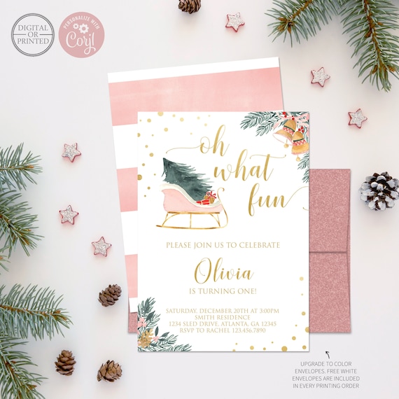 Oh What Fun Birthday Invitation Holiday First Birthday | Etsy