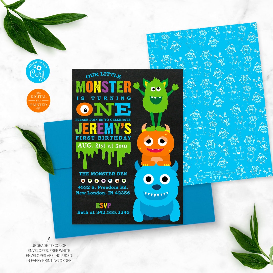 Monster Birthday Invitation Editable Template | Instant Digital or ...