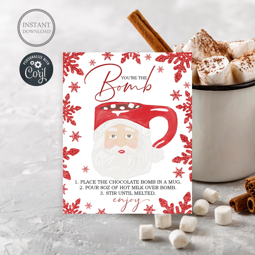 Editable Christmas Hot Cocoa Chocolate Bomb Tag | Hot Chocolate Bomb ...