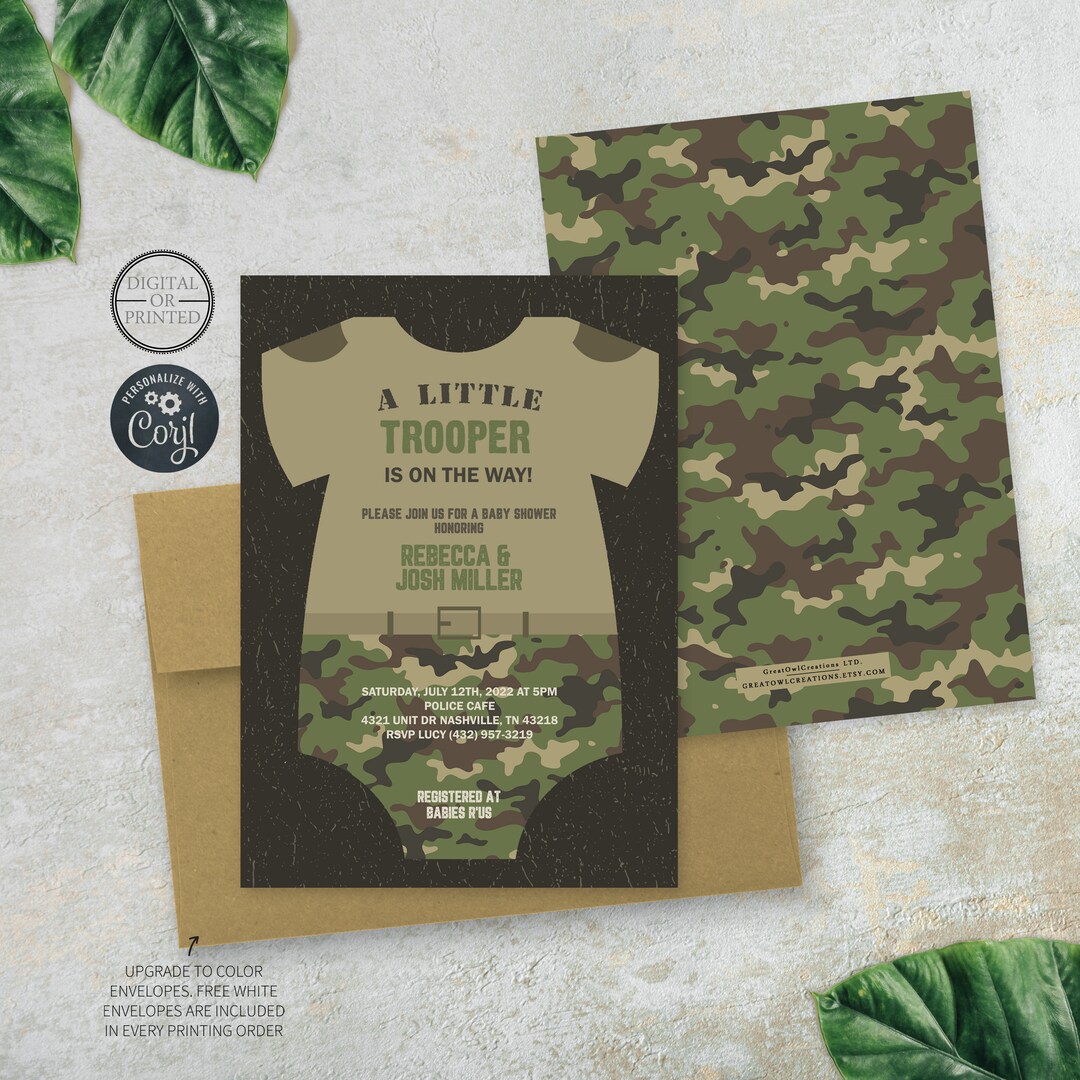 Military Baby Shower Invitation | A Little Trooper is on the Way ...