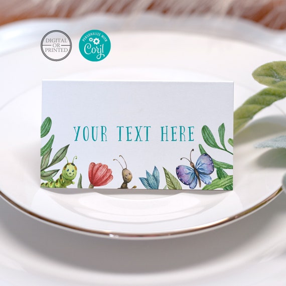 Bug Garden Matching Food Tent Cards, Insect Birthday Place Cards, Food ...