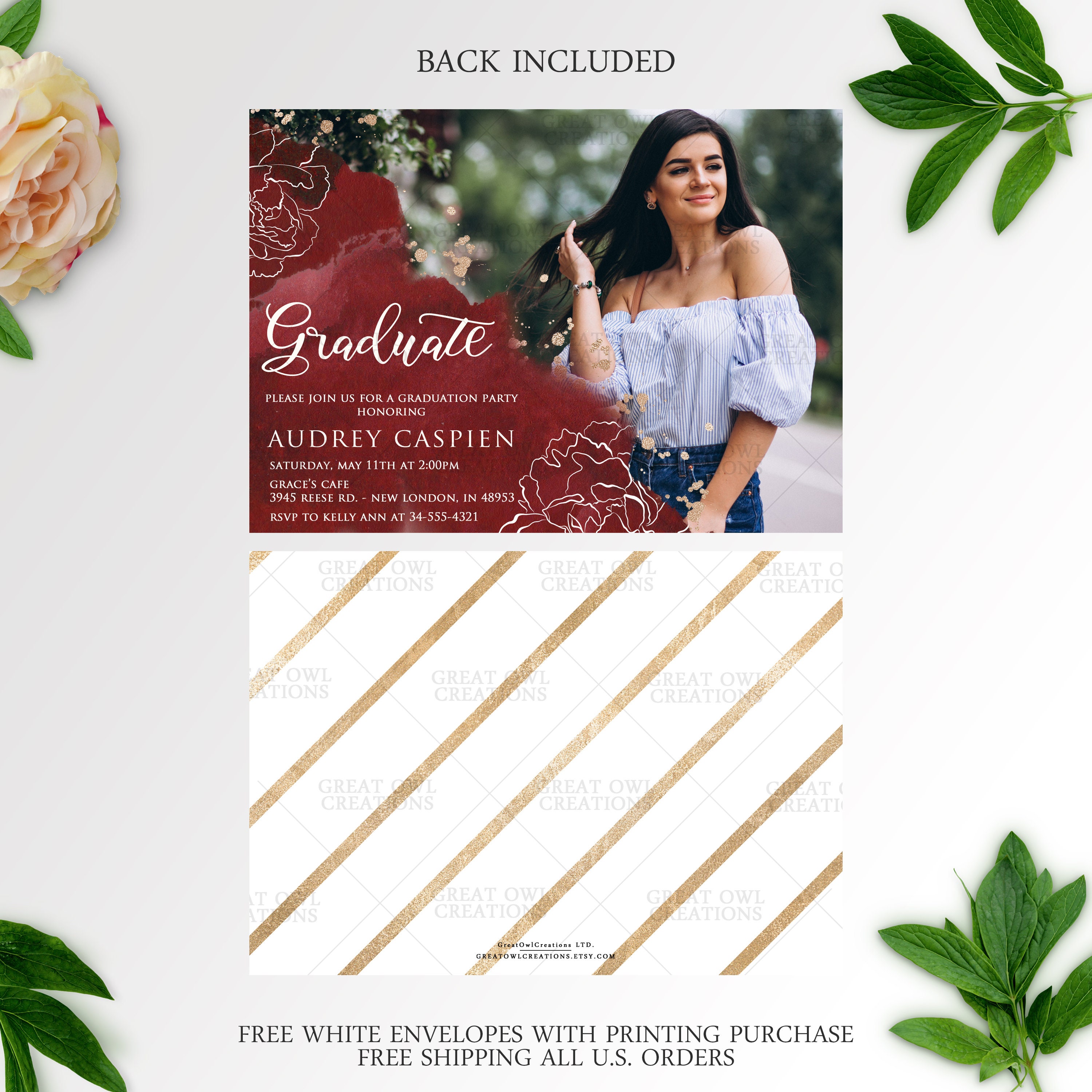 Red Graduation Announcement | Graduation Party Invitation | College ...