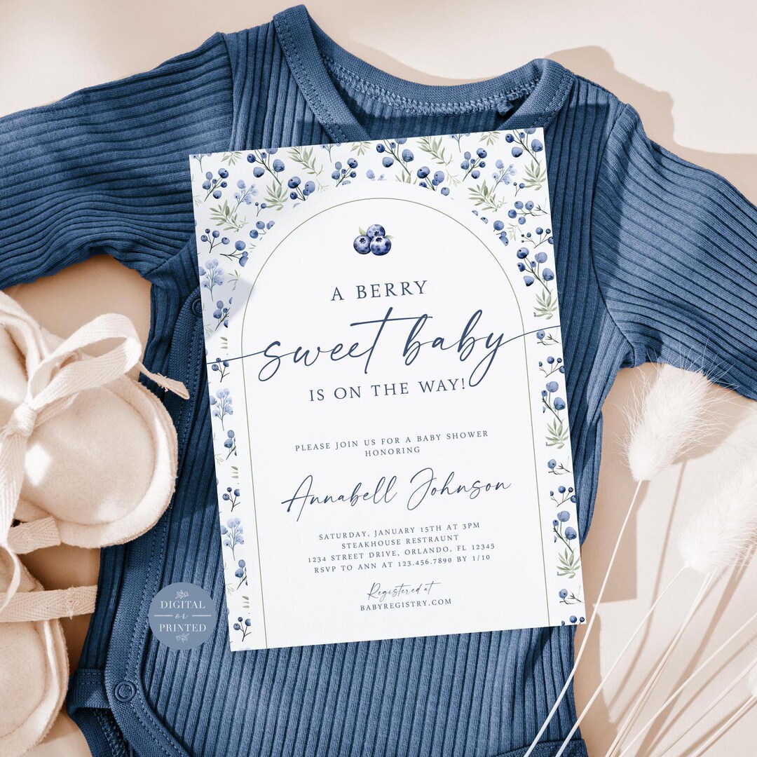 Blueberry Baby Shower Invitation, A Sweet Berry Baby Shower Invite ...