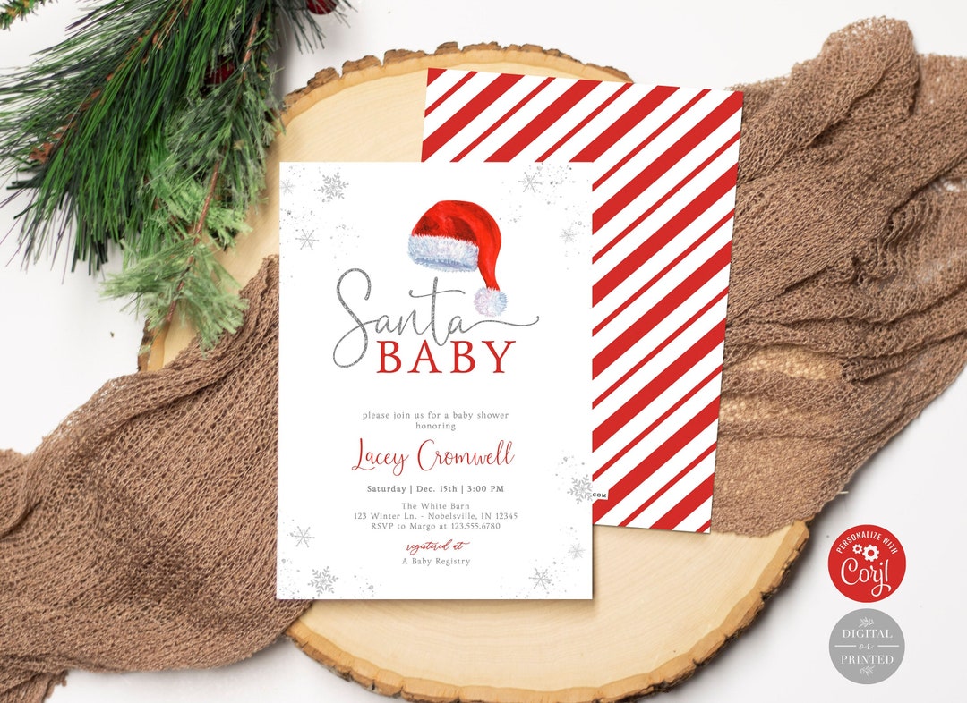 Santa Baby Shower Invitation Template | Christmas Baby Shower Invite ...