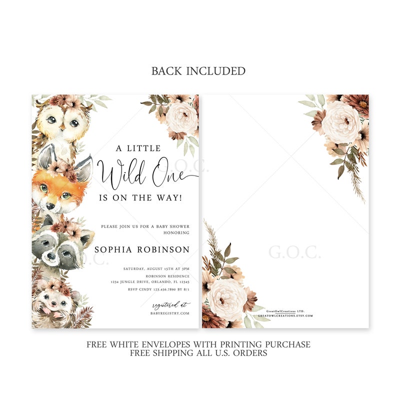 Boho Woodland Animal Baby Shower Invitation Wild One is on - Etsy