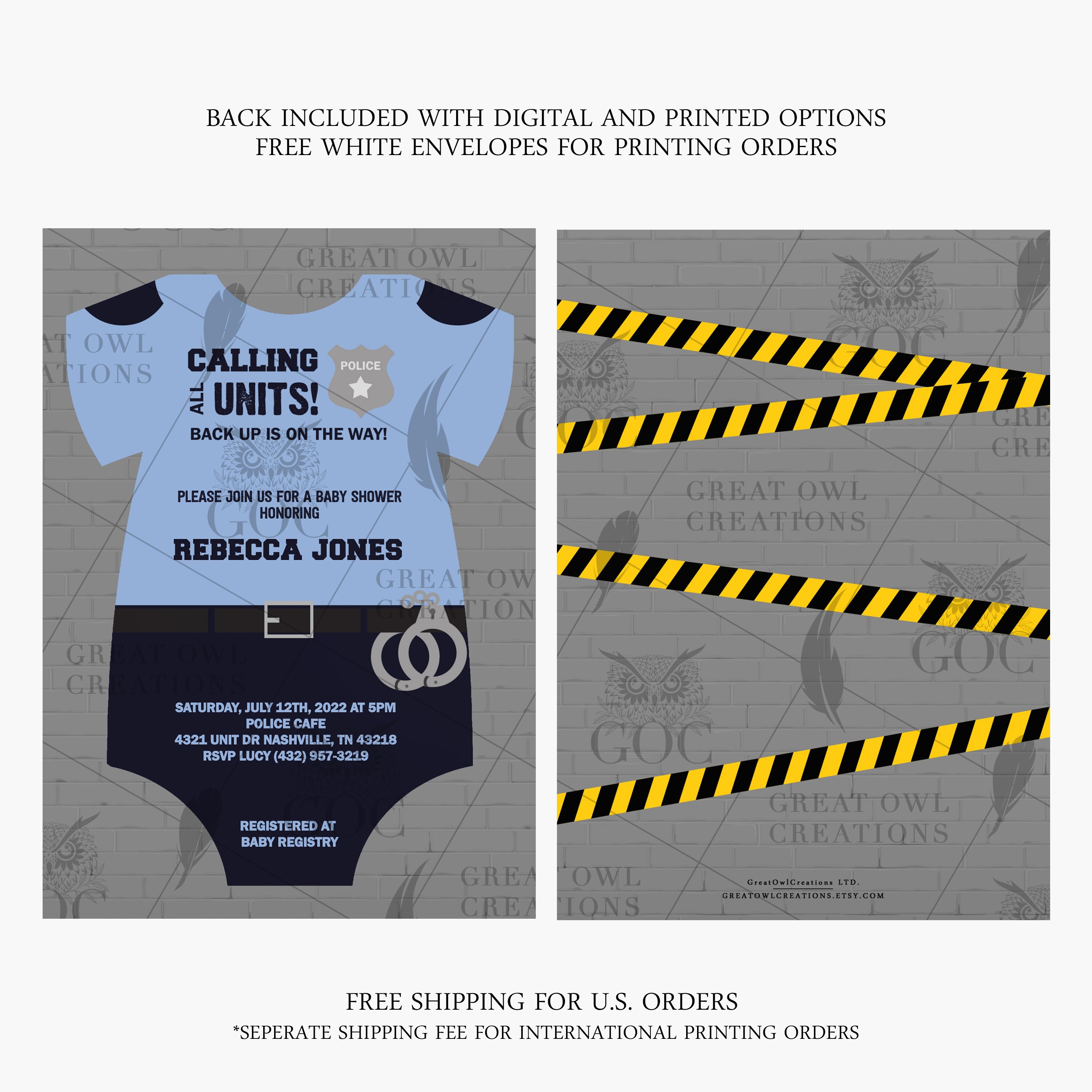Police Baby Shower Invitation | Cop Baby Shower Invite | Calling All ...